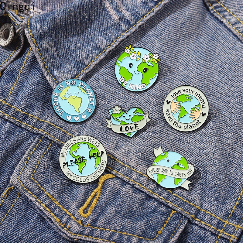 Cartoon Save The Earth Enamel Pin Every Day Is Earth Day Brooches Badge ...