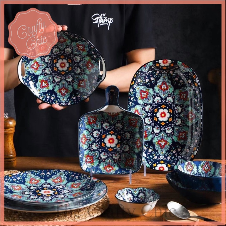 Moroccan Vintage Ceramic Tableware Dinner Salad Dessert Serving Plate ...