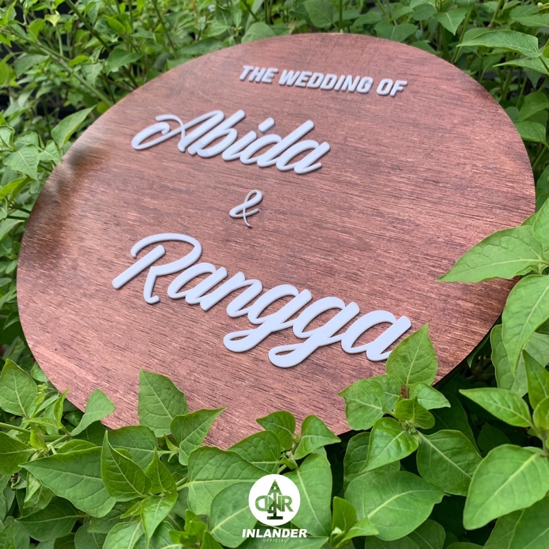 KAYU Free CUSTOM Acrylic 2 Layer Round WOODEN WEDDING SIGN / SIGN BOARD ...