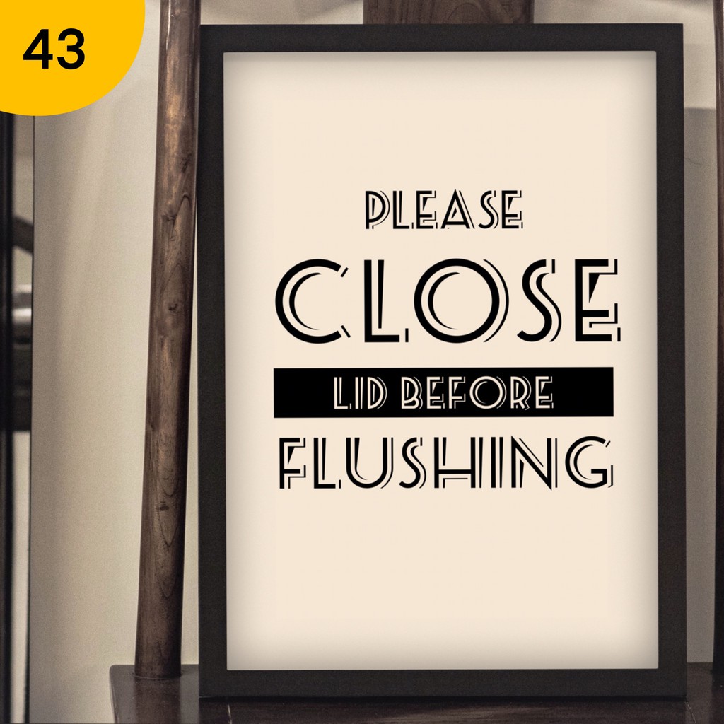 Funny Bathroom wall art with Glass Frame, Nordic Toilet Signs, Bathroom ...