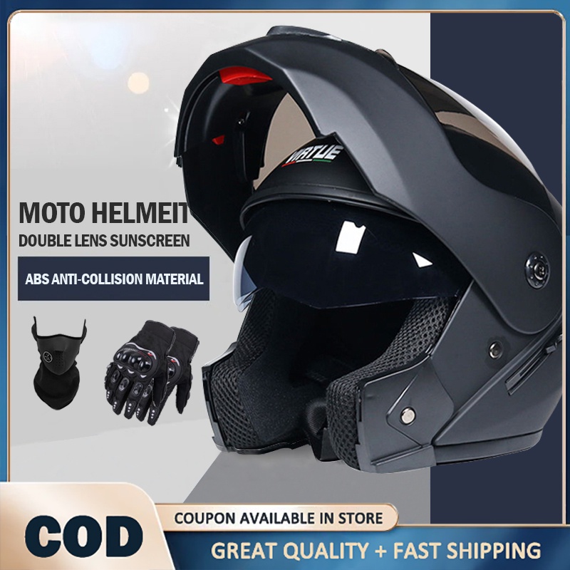 ICC Motorcycle Helmet Full Face Helmet Dual Lens Flip Up Racing Helmet ...
