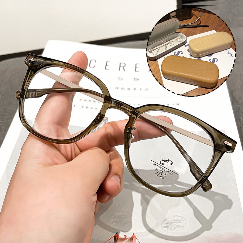 New vintage olive green anti-blue glasses male and female leveling ...