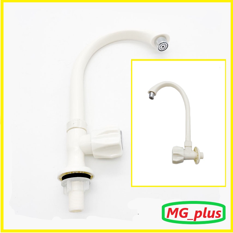 PVC Goose Neck Faucet Sink Tap Type / Wall Mounted Plastic Faucet Thick ...