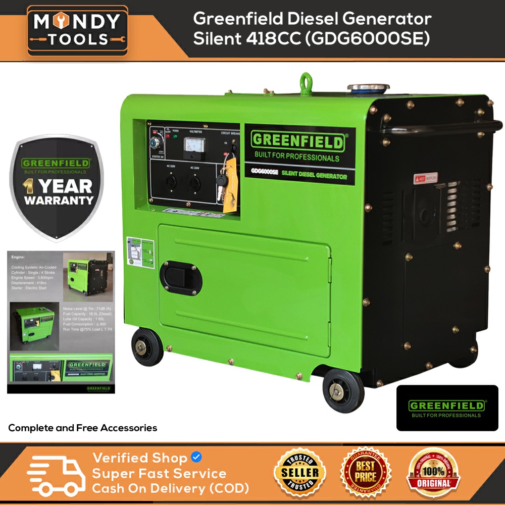 Greenfield 5.5KVA Diesel Generator Silent 418CC (GDG6000SE) (Original ...