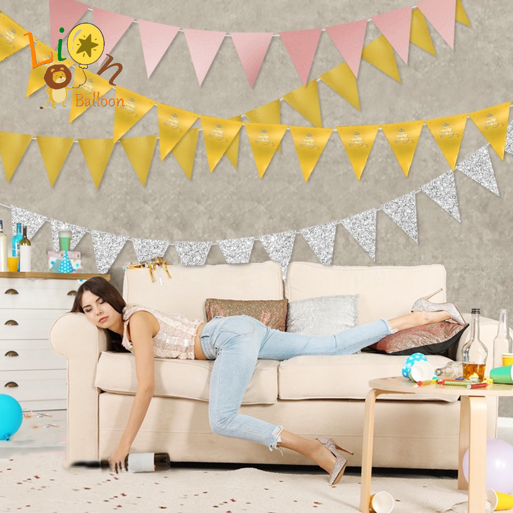Triangle Flag Birthday NewYear Graduation Party background wall ...