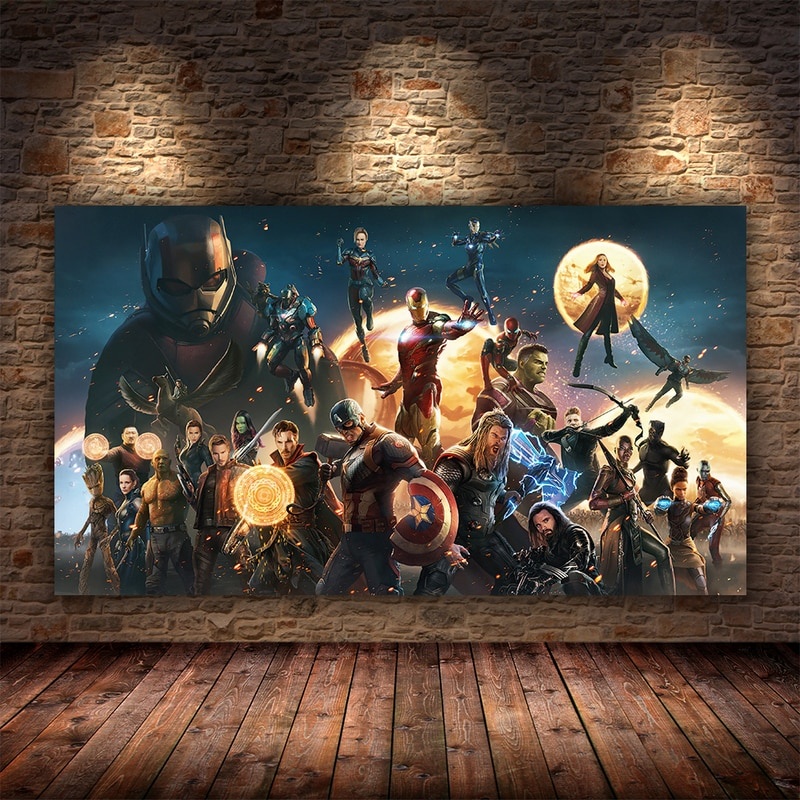 Marvel Avengers Anime Posters Superhero Iron Man Black Widow Movie ...
