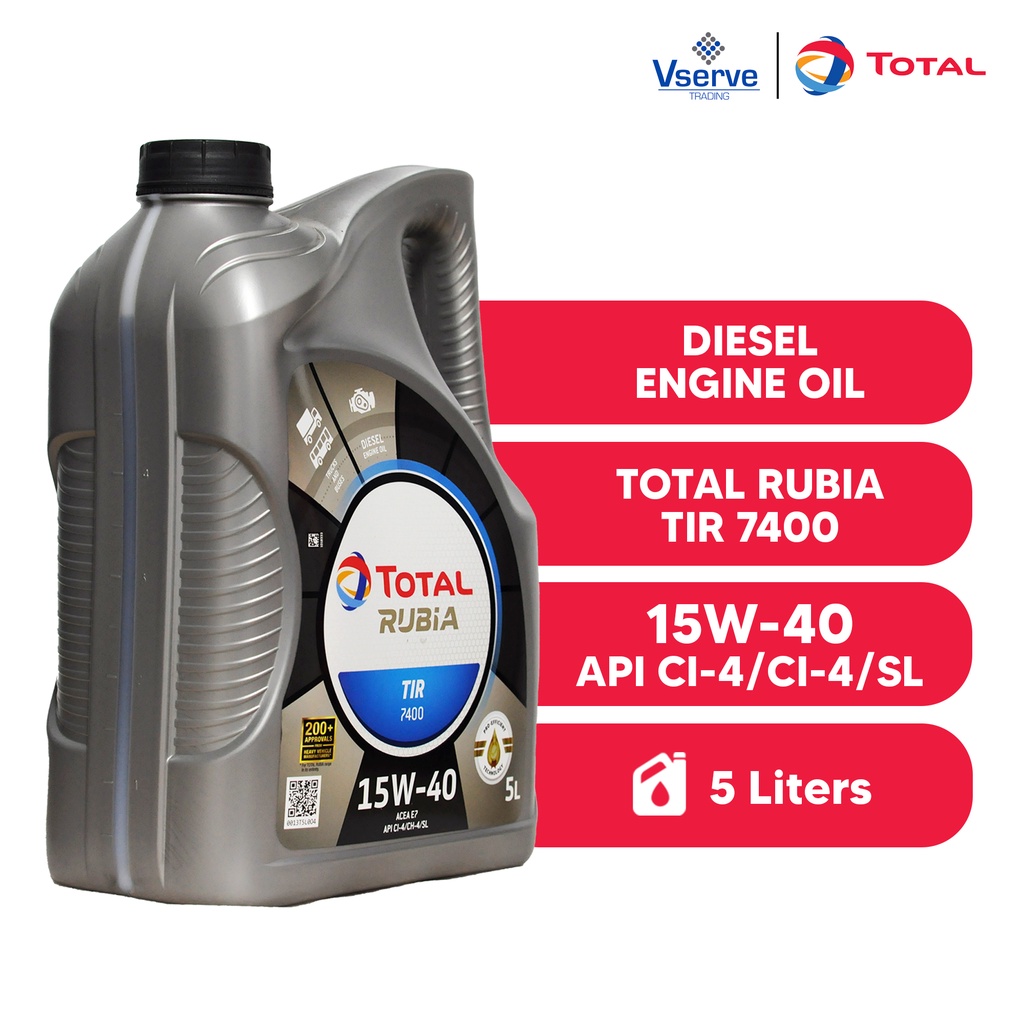 Total Rubia TIR 7400 15W-40 5 Liters Mineral Diesel Engine Oil for ...