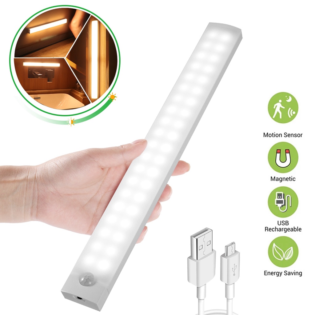 50CM Wireless LED Night Light Motion Sensor Light Closet Night Lamp For ...