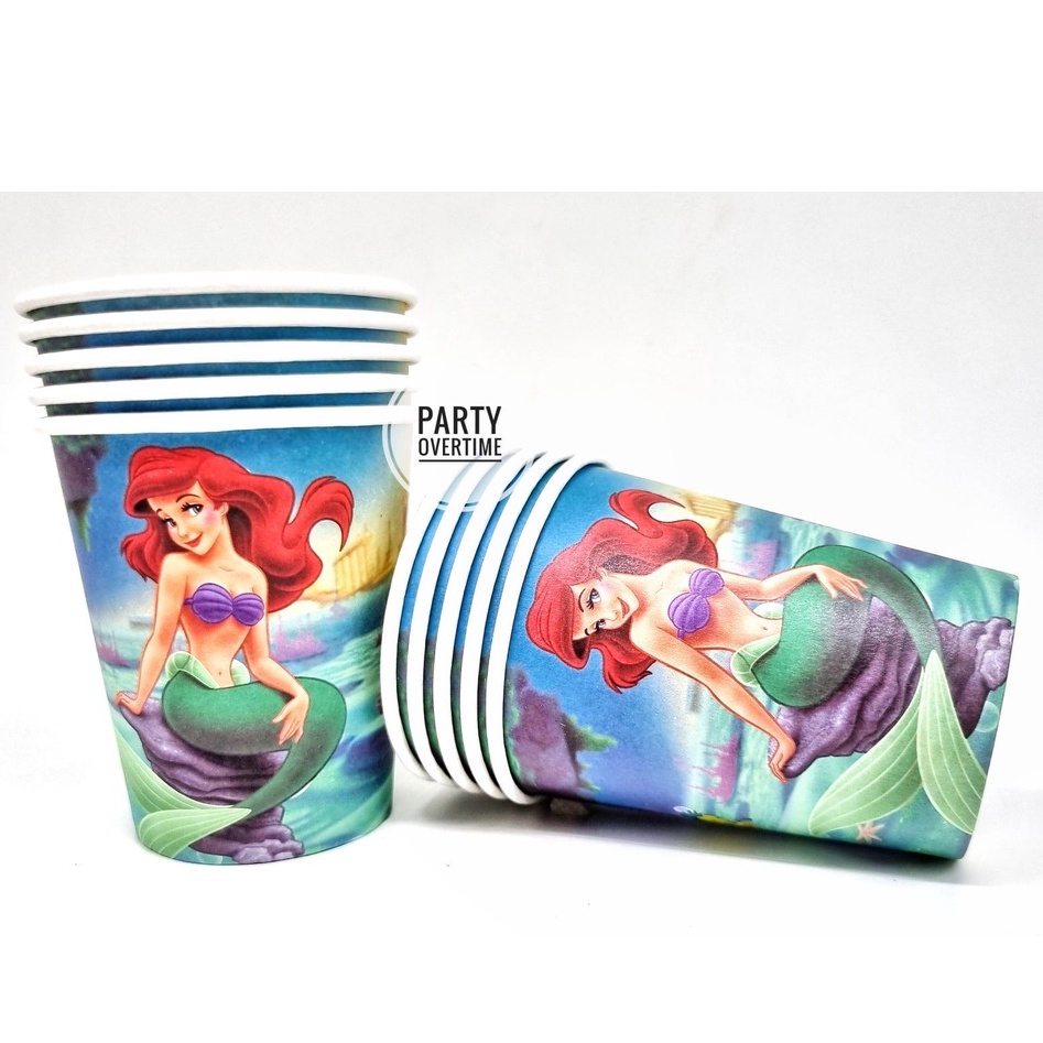 10 pcs Little Mermaid Ariel Disney Princesses Disposable Paper Cups ...