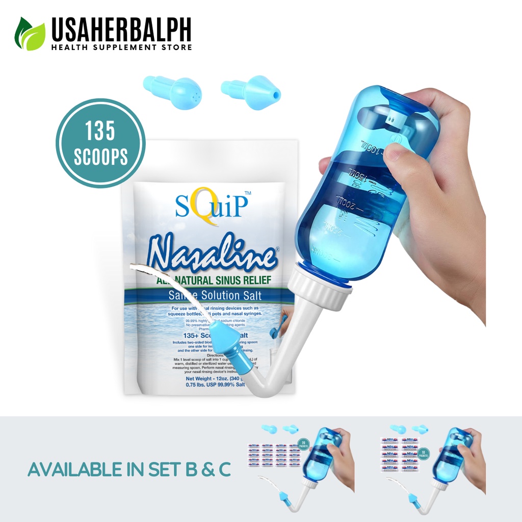 Sinus Rinse Nasal Wash Irrigation Bottle, Salinase Nasal Wash Spray for ...