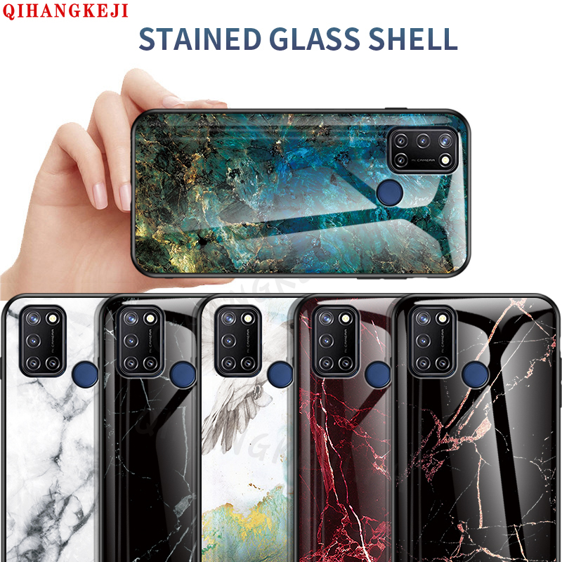 Luxury Marble Tempered Glass Phone Case Realme 10 C55 C51 C53 C35 C11 ...