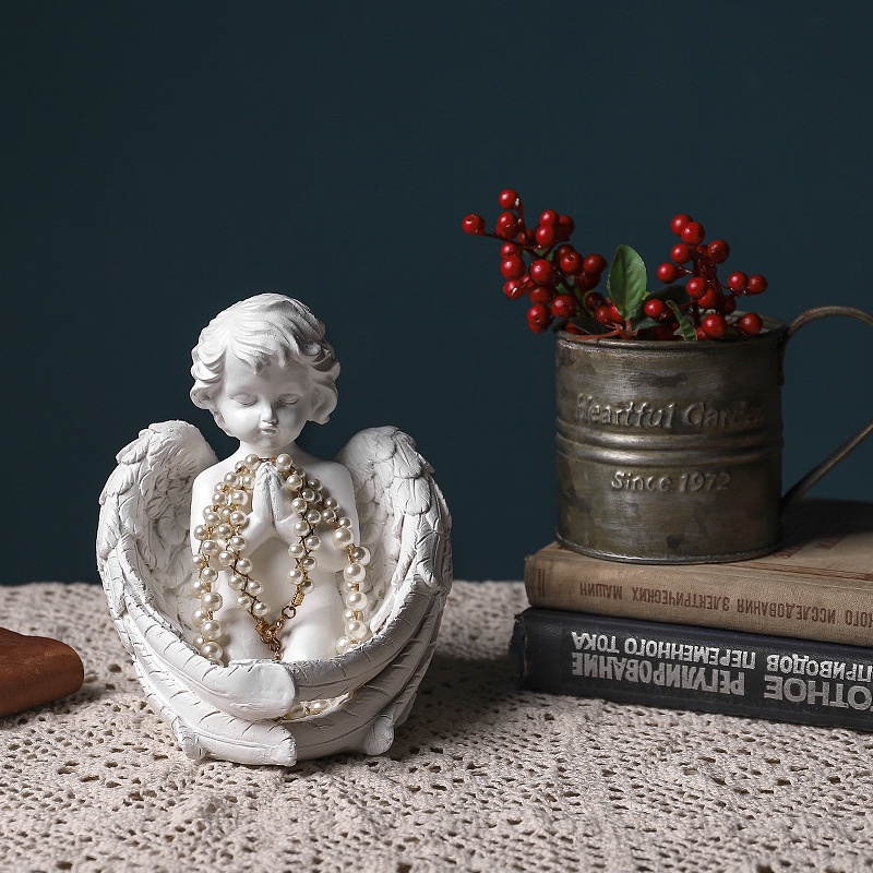 [ Angel In Statue Figurine Home Decor Cherub Sculpture 13.5x15x16cm ...