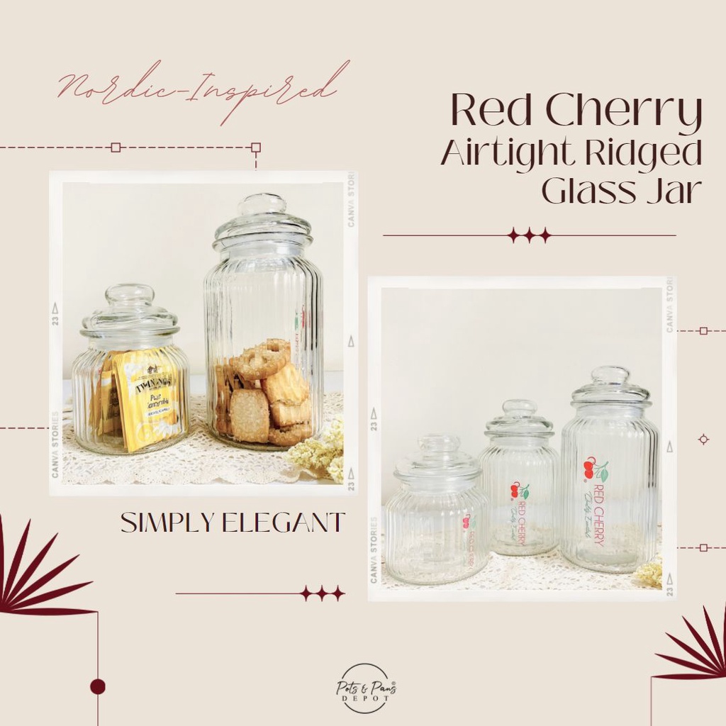 Red Cherry Airtight Ridged Glass Jar | Shopee Philippines