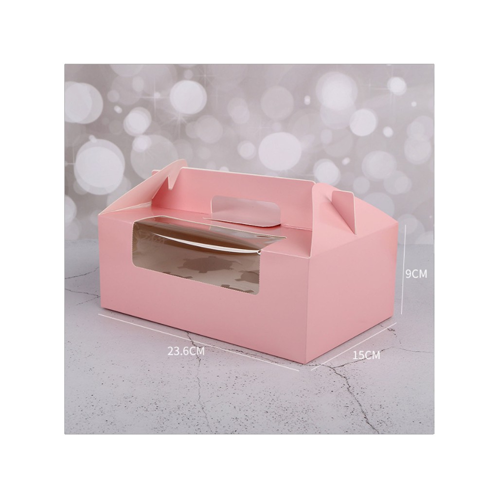 Cup cake pastry packaging box transparent window w/ handle and inner ...