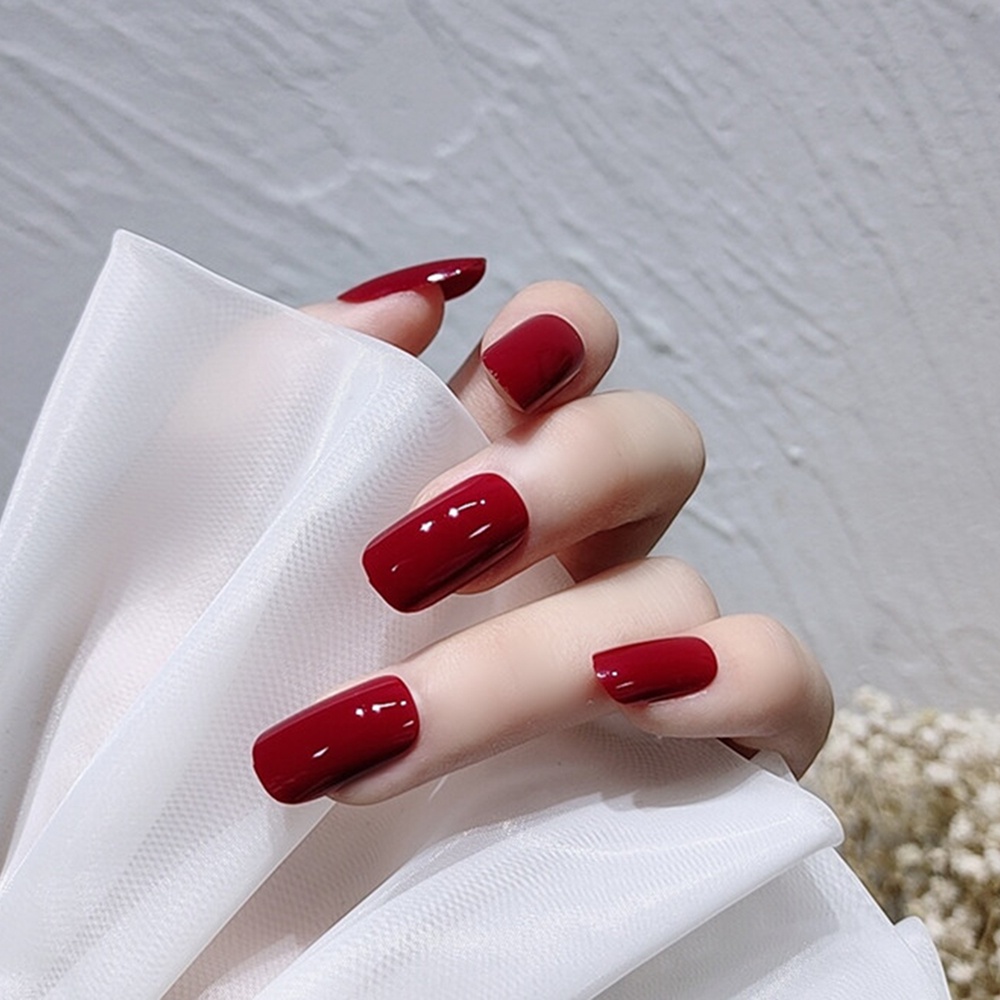 24Pcs Red False Nails Sweet Long Fake Nails Elegant Fingernail Art ...