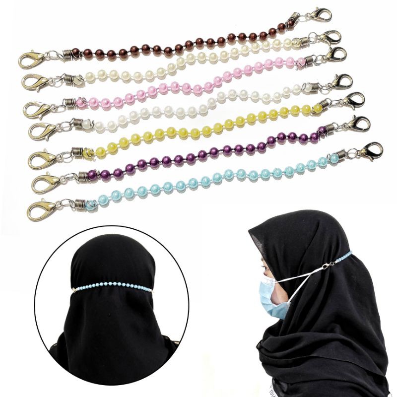 Hijab Mask Connector Strap Mask Extender Connector Pearlstring Series ...