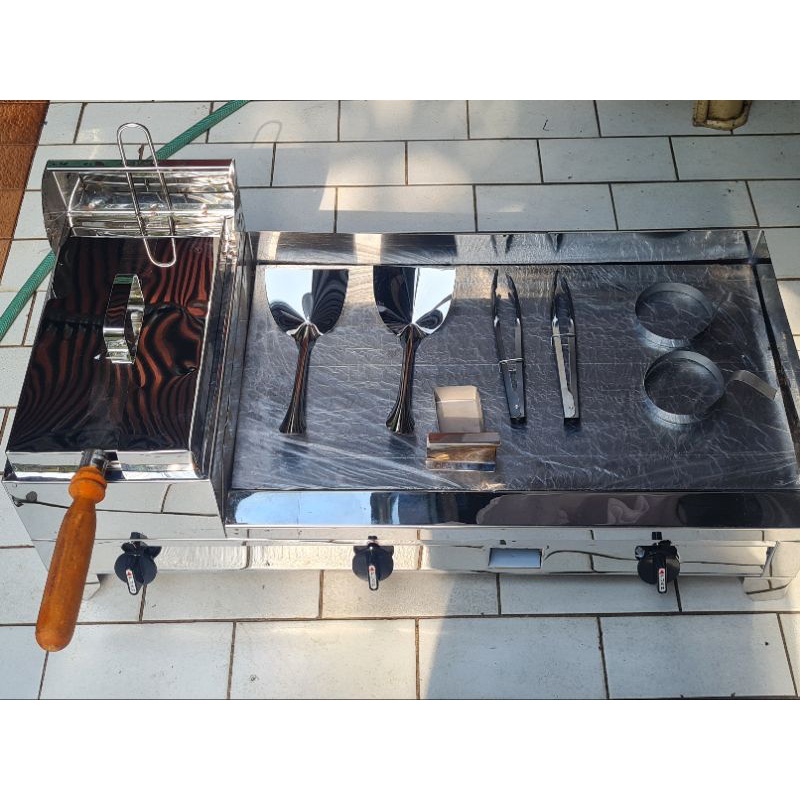 Stainless Burger griller with deep fryer, 2in1, Stainless, Gas type ...