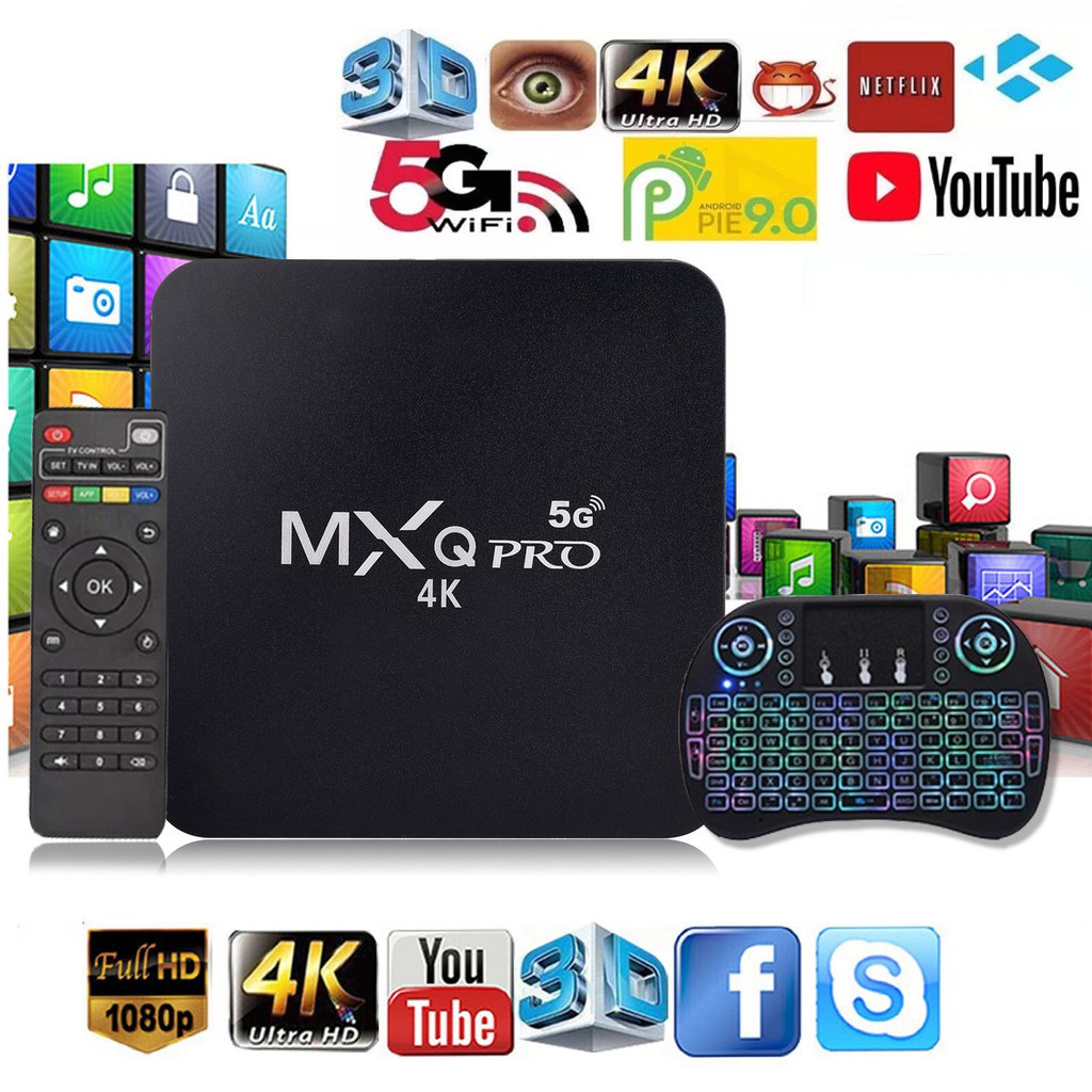 RSSDB MXQ PRO 5G 4K Android Ultra HD TV Box + I8 Mini Keyboard 2.4GHz color with Touchpad 5G ...