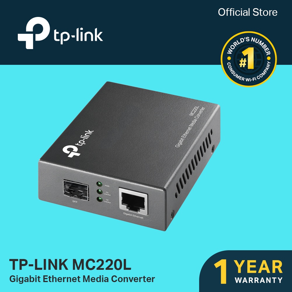 TP-Link MC220L Gigabit SFP to RJ45 Fiber Media Converter Fiber to ...