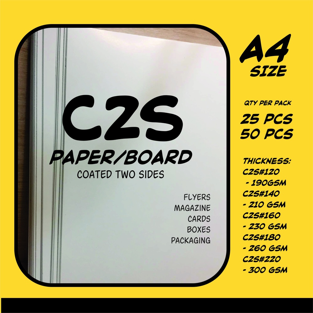 C2S BOARD A4 SIZE 300 Gsm 260 Gsm 230 Gsm 210 Gsm 190 Gsm Shopee