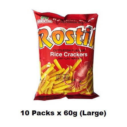 10 Packs Rostik Cuttlefish Flavour Rice Crackers 60g | Shopee Philippines