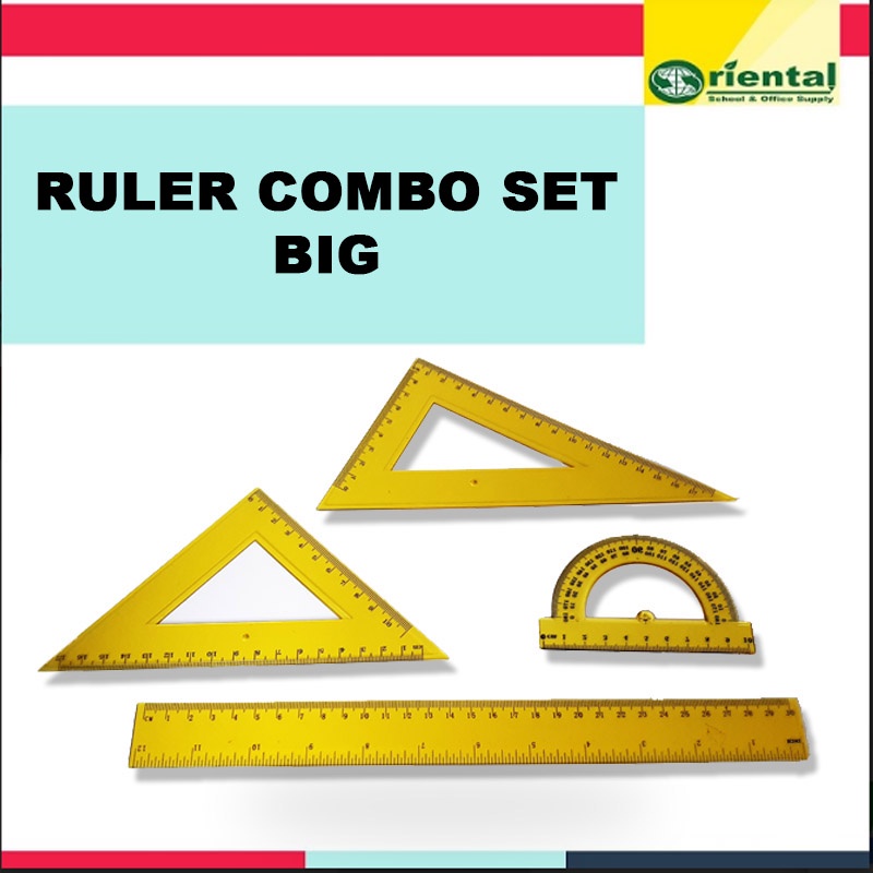 Big Heavy Duty Colored Combo Geometric Ruler Set Plastic Straight ...