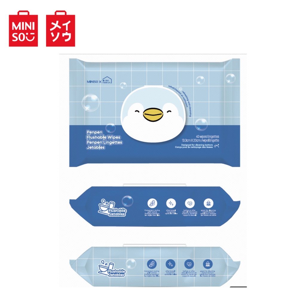 Miniso Mini Family Series Flushable Wipes 8 Packs | 40 wipes | Shopee ...