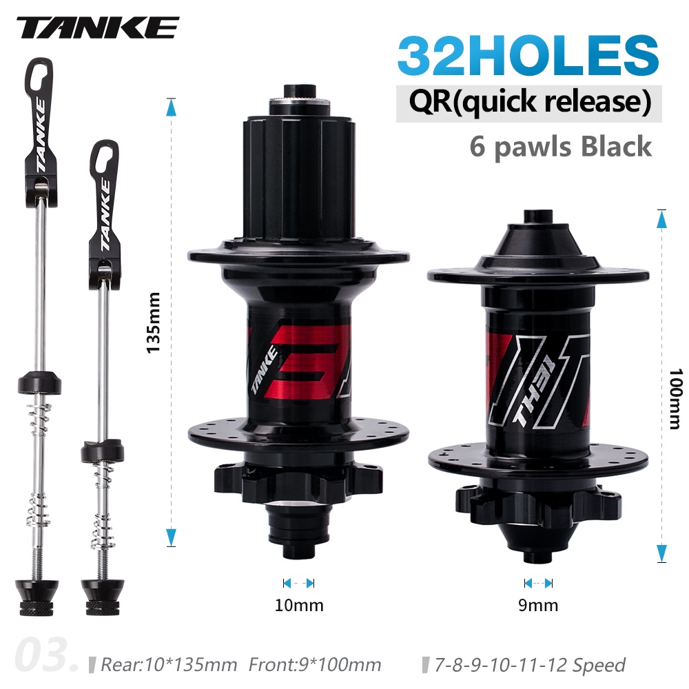 TANKE Bike 32 36 Holes Hub 6 Pawls Mtb Sealed Bearing Freehub Front And ...