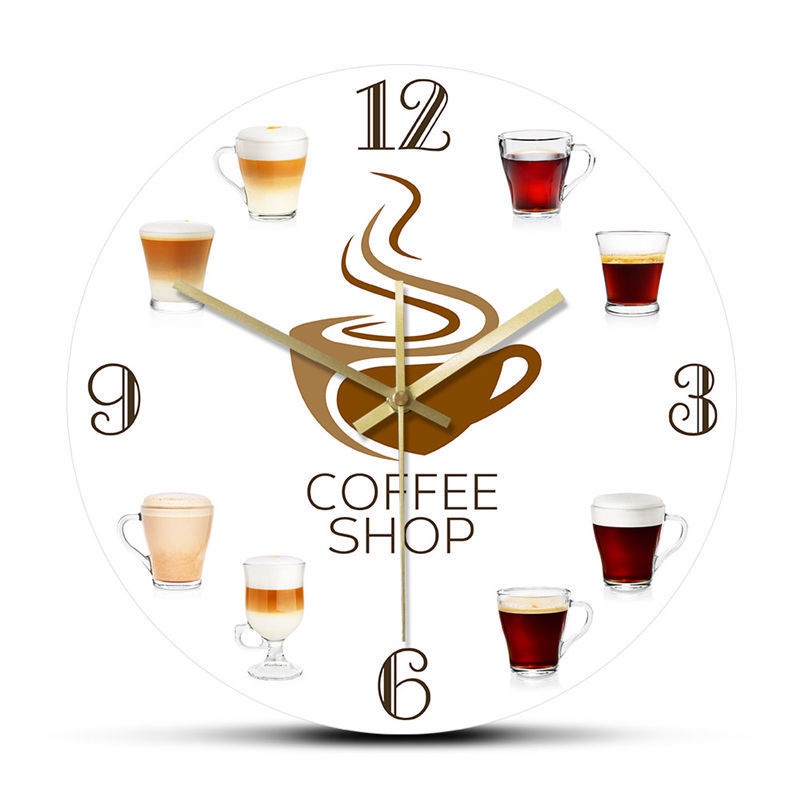 Creative Coffee Cup Clock Coffee Shop Kitchen Modern Wall Clock 12 Inch ...