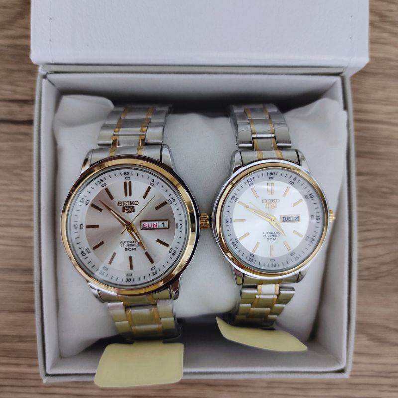 Seiko 5 japan movement 2tone stainless steel with day&time water ...