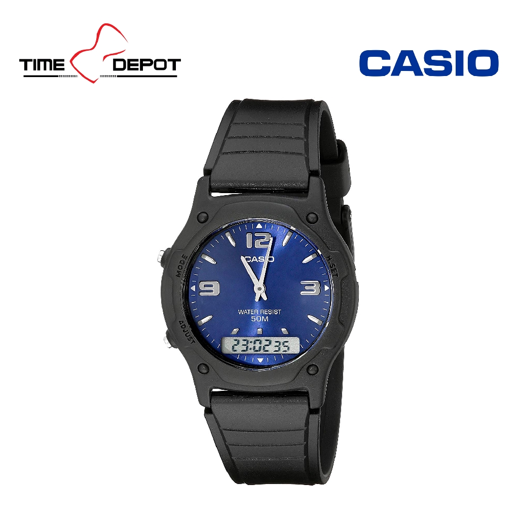 Casio AW-49HE-2AVDF Analog-Digital Black Resin Strap Watch For Men ...