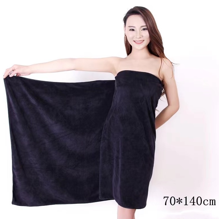 COD- 1 Piece Super Absorbent Soft Microfiber Black Bath Towel Gym Spa ...