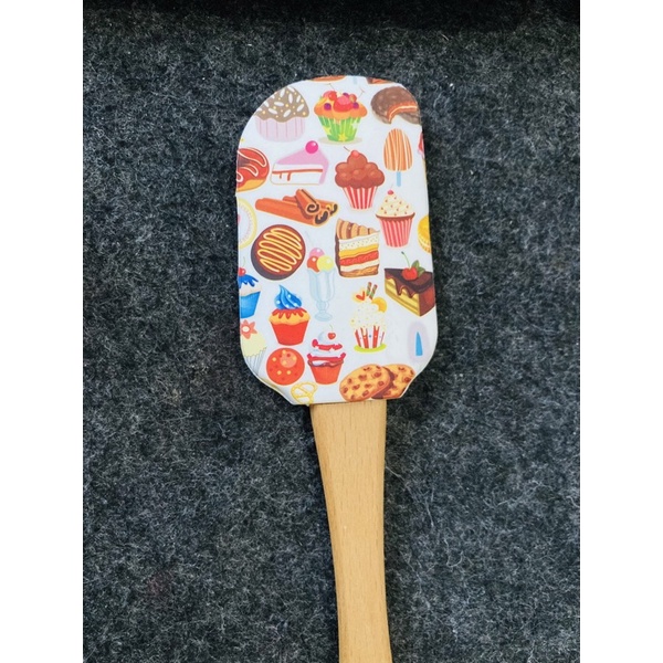 Silicone Spatula Wooden Handle Cute Printed design Spatula Baking ...