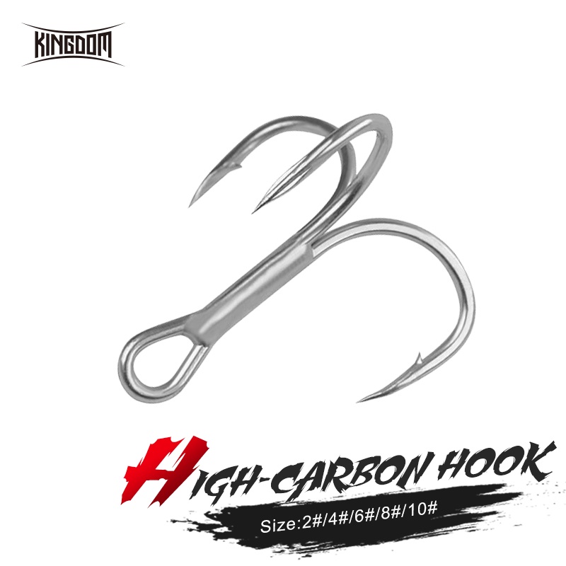 Kingdom 8841 Fishing Hooks Super Strong Power Carbon Steel Treble Hook ...