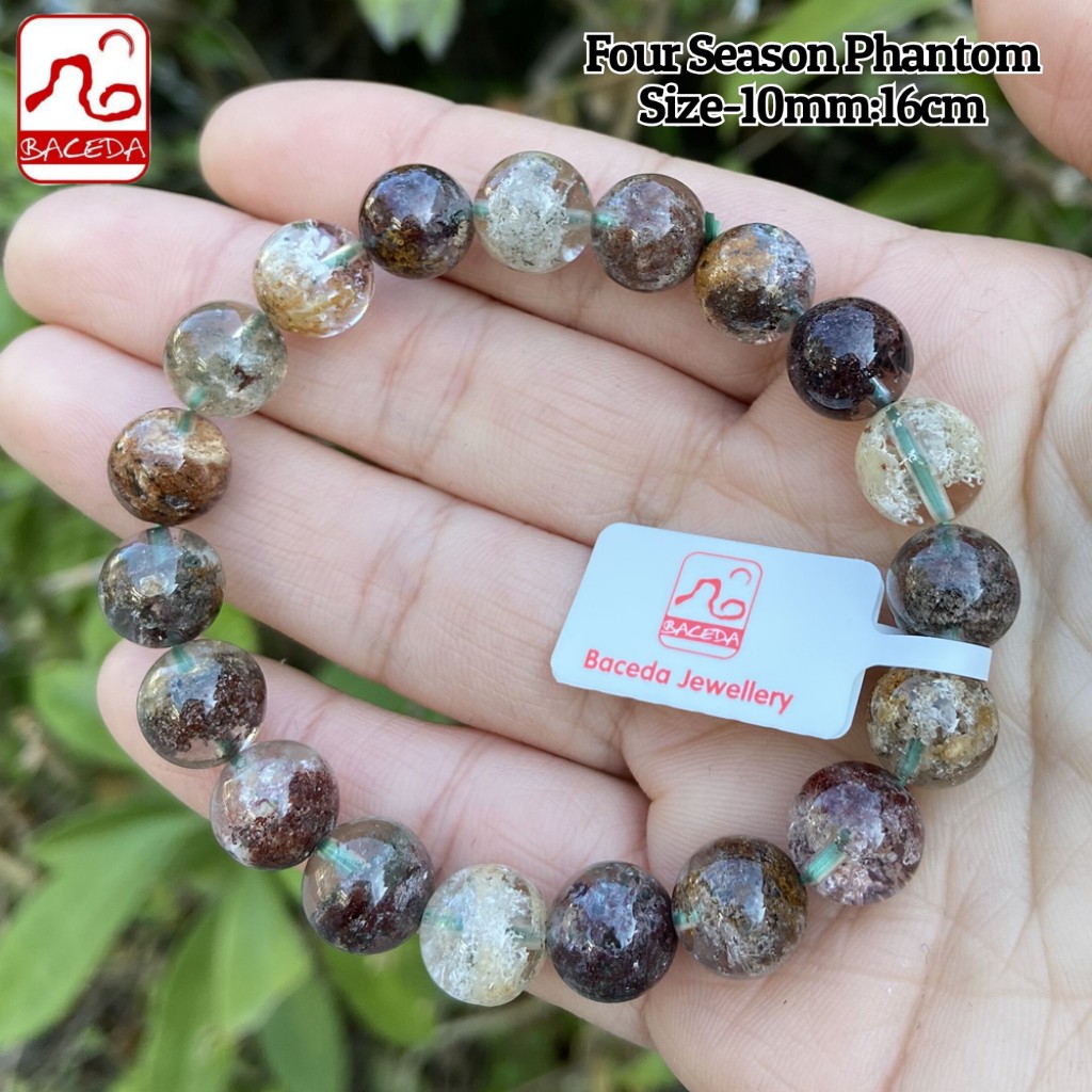 Baceda Natural Four Season Phantom Quartz Bracelet for Women or Men ...