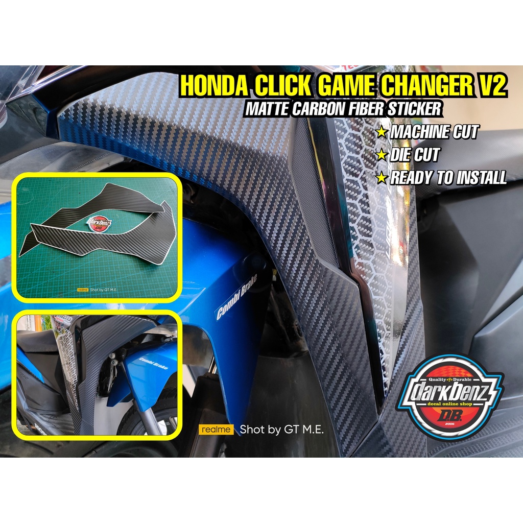 Honda Click Version 2 Black 3D Matte Carbon Fiber Sticker Decals ...