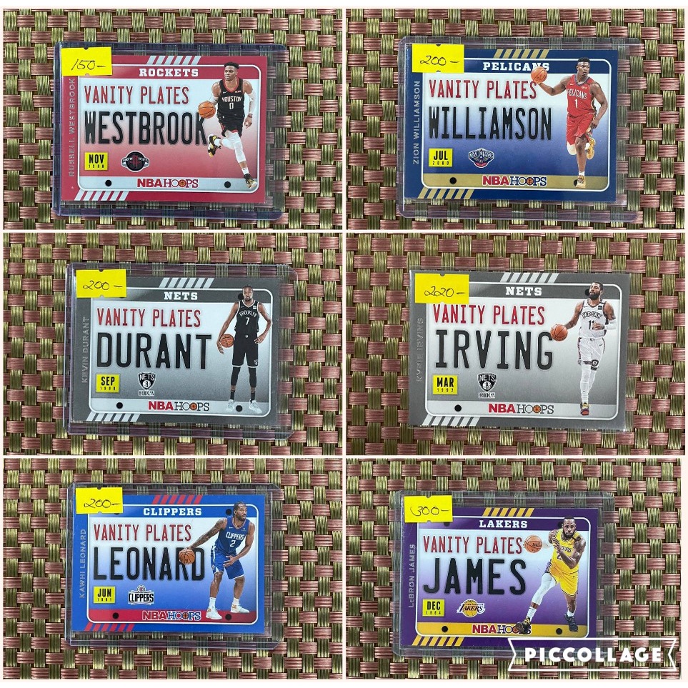 NBA CARDS - VANITY PLATES OF LEBRON, KAWHI, KYRIE, DURANT, ZION, KEMBA ...
