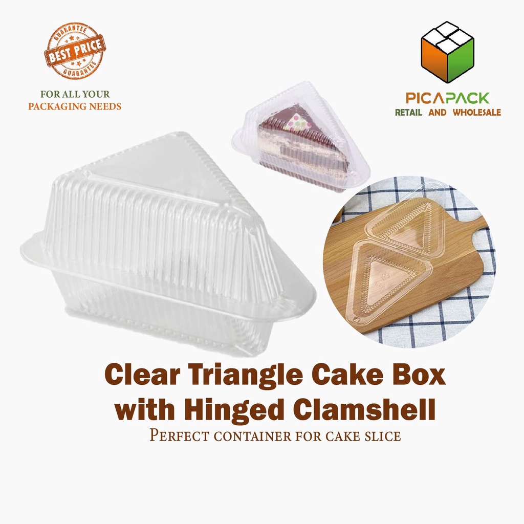 10pcs Clear Triangle Cake Box with hinged Clamshell Package | Shopee ...