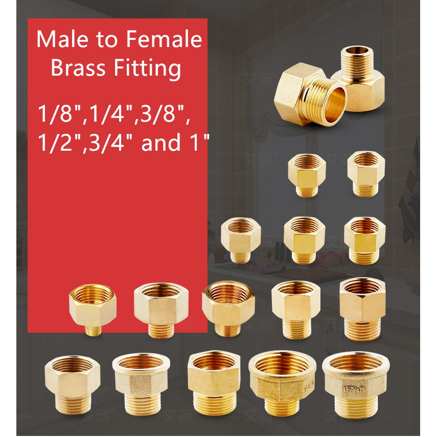 1pcs G1/8" 1/4" 3/8" 1/2" Male to Female Thread Brass Pipe Connectors ...