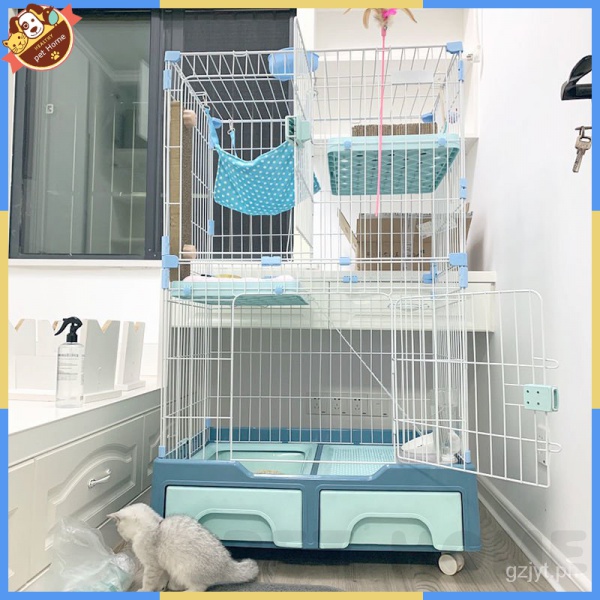 Cat cage Cat Villa Oversized Cattery Pet Cat Indoor with Toilet Three ...