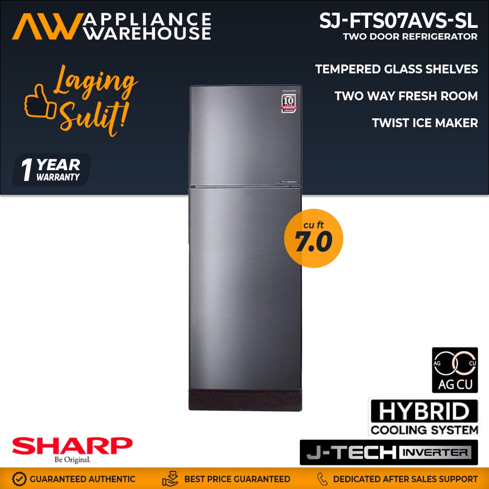 Sharp SJ-FTS07AVS-SL Two Door No Frost Inverter Refrigerator | Shopee ...