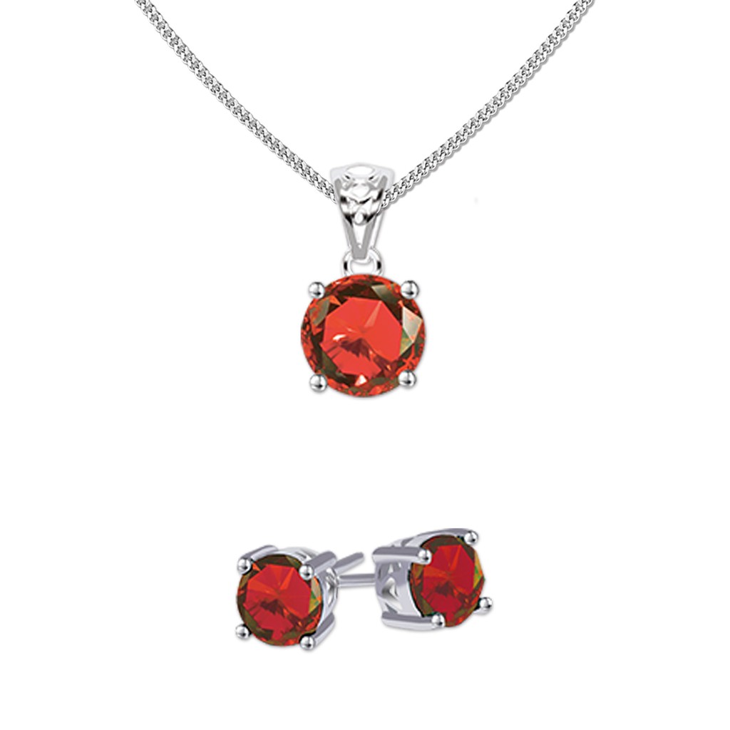 Tom Silver Necklace Barbada W/ BirthStone Earing & Pendant 92.5 ...