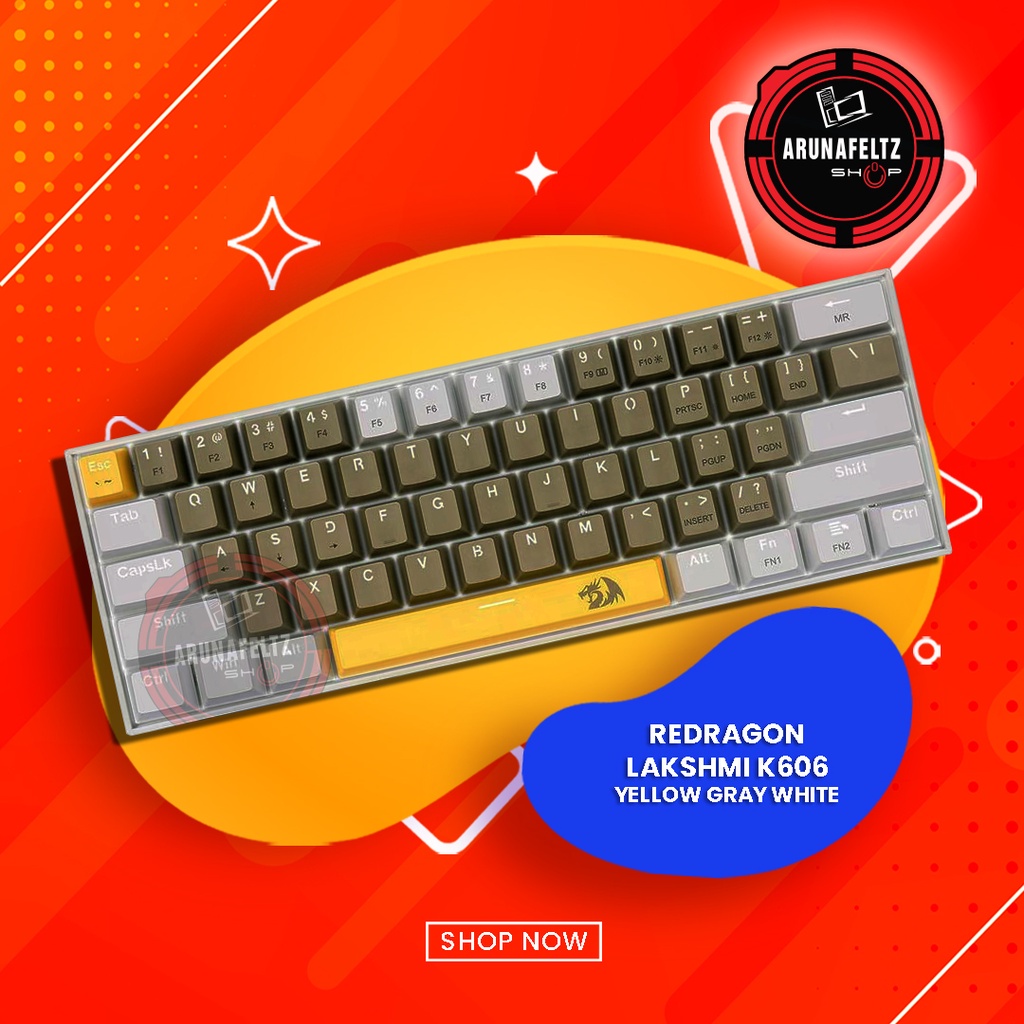 REDRAGON LAKSHMI YELLOW GRAY WHITE K606 Mechanical Keyboard | Shopee ...