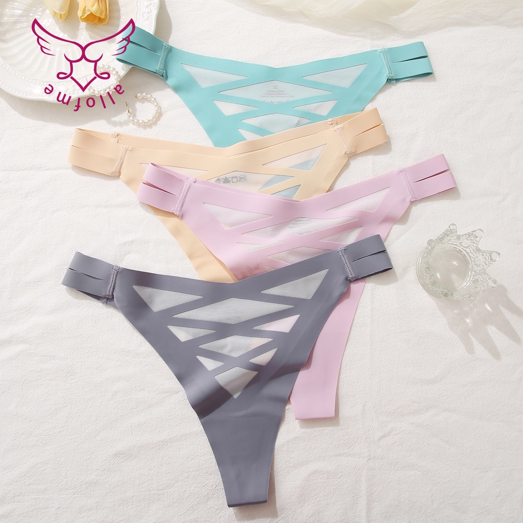 Allofme Mesh Perspective Women Panties Sexy Seamless Underwear Thong ...