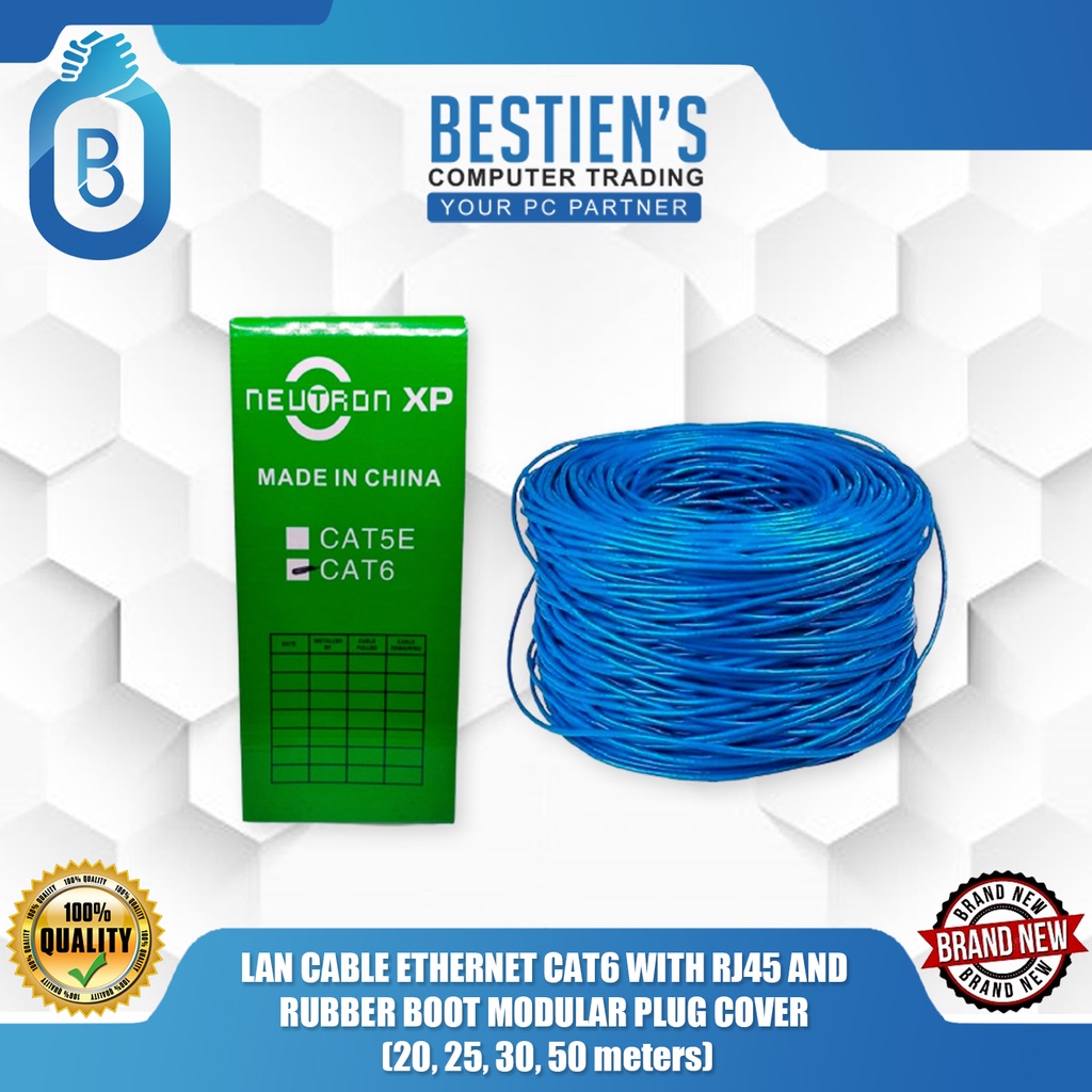 LAN CABLE ETHERNET CAT6 WITH RJ45 AND RUBBER BOOT MODULAR PLUG COVER ...
