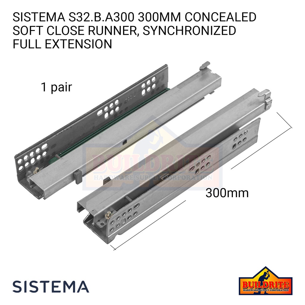 SISTEMA B.A300 300mm Zinc Plated Galvanized Steel Concealed Soft Close ...