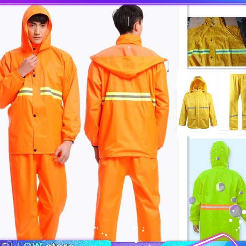 Makapal neon reflective raincoat terno set motor rain coat motorcycle ...