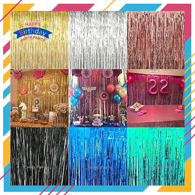 𝐏𝐚𝐫𝐭𝐲 𝐏𝐚𝐫𝐭𝐲 Metallic Foil curtain party decoration（size：1m×2m） | Shopee ...