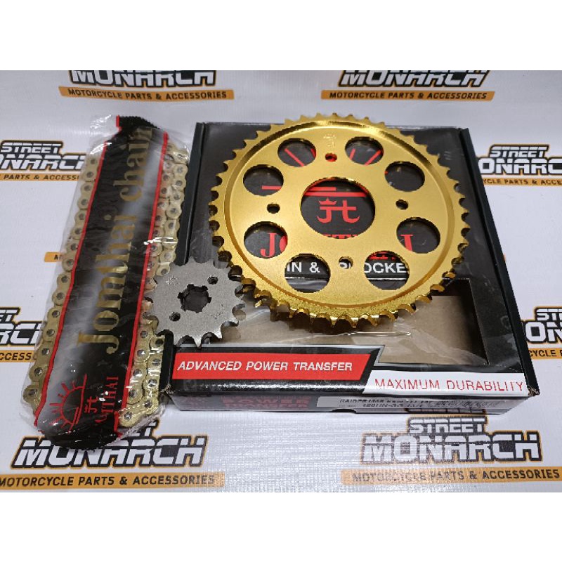 JOMTHAI STEEL GOLD / CHROME CHAIN SET 14-43-428 FOR RAIDER 150 REBORN ...