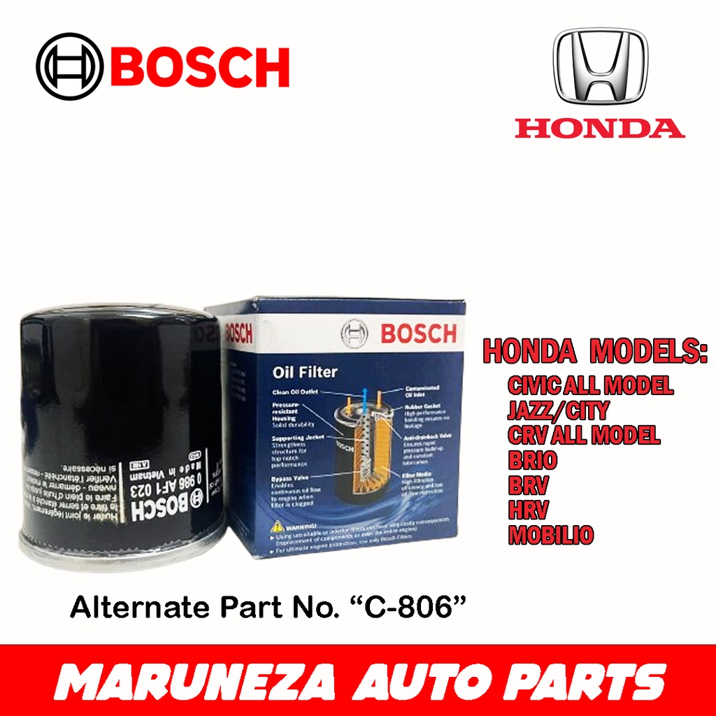 BOSCH Oil Filter Honda C-806 (O-1023) | Shopee Philippines